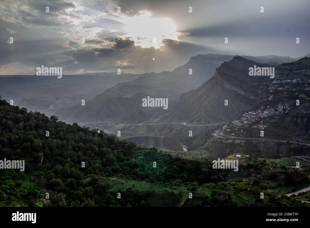 View of the Gunib Plateau in the western direction from the mountain ...