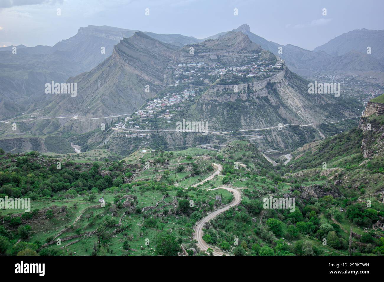 View of the Gunib Plateau in the western direction from the mountain ...