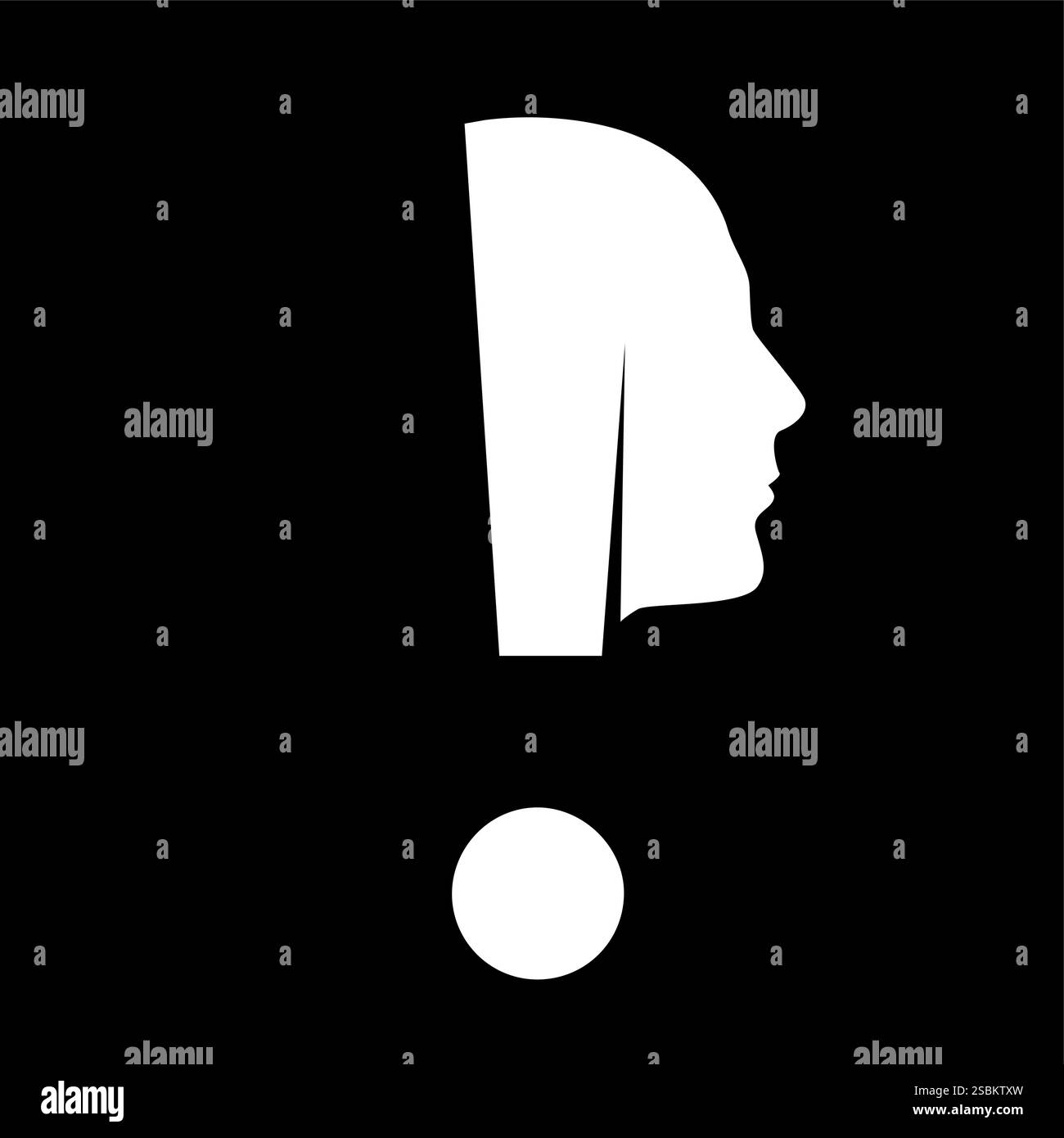 Icon of Human Head Silhouette with Abstract Exclamation Mark. Concept ...