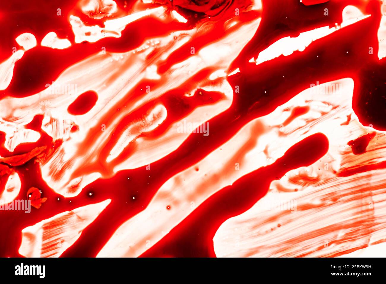 Bloody background. Blood texture. Blood streaks and stains on a white ...