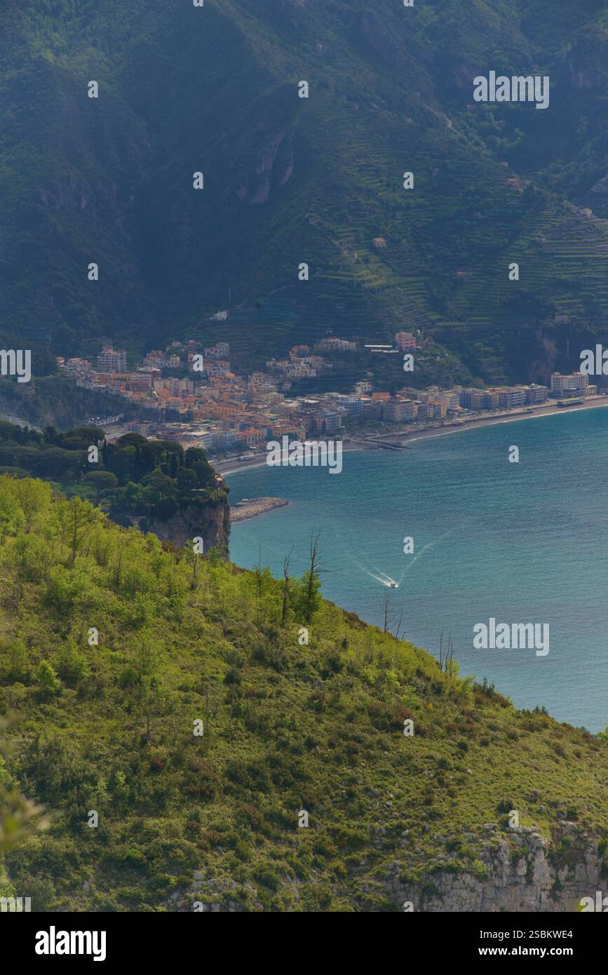 The city of Salerno viewed from the Valle delle Ferriere, Province of ...