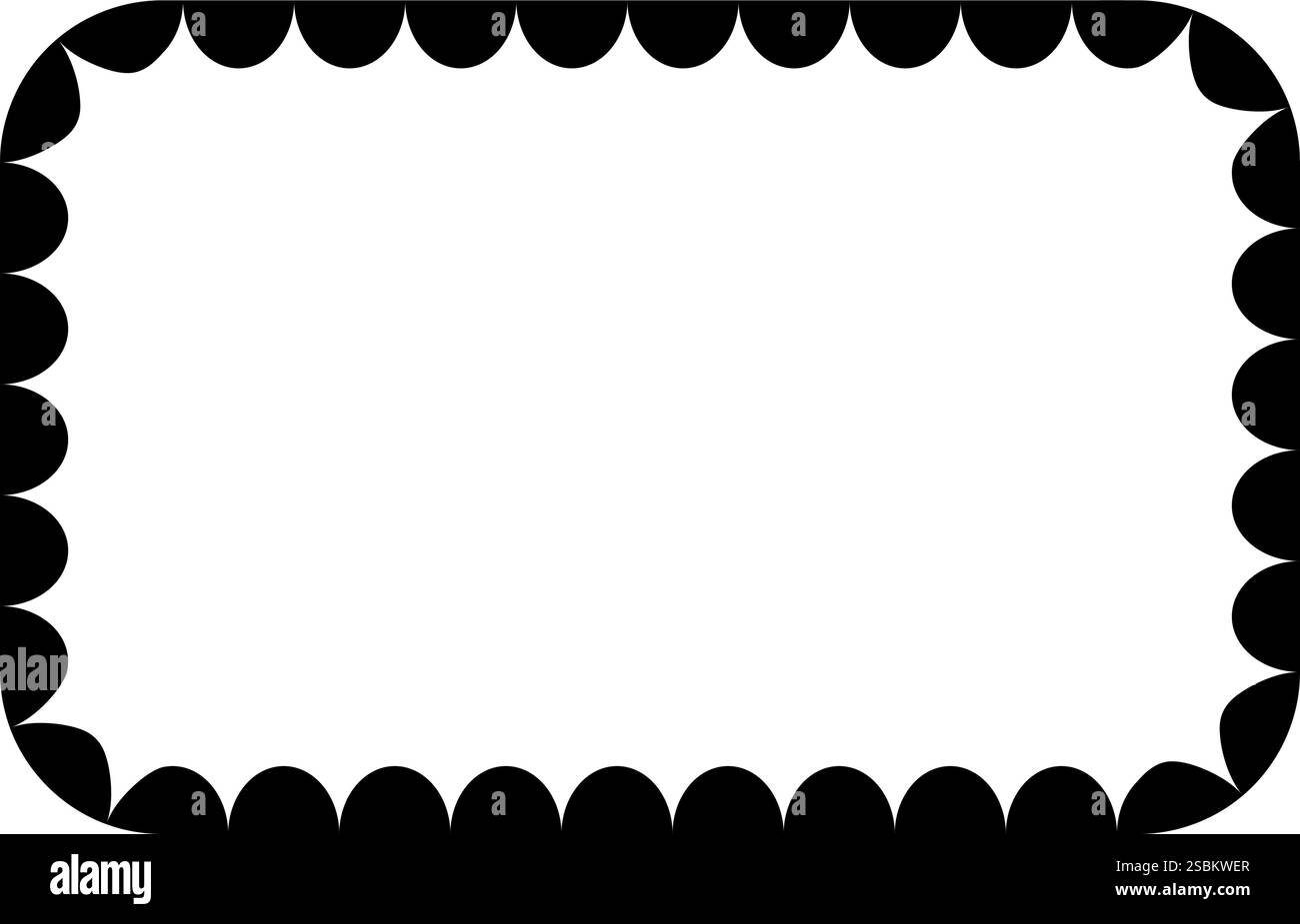 Rectangle frame with scalloped inner borders. Vignette for photo or picture with frilly inside ...