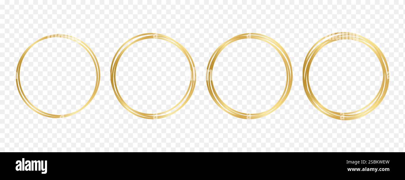 Set of circle golden frames. Shiny luxury round borders isolated on ...