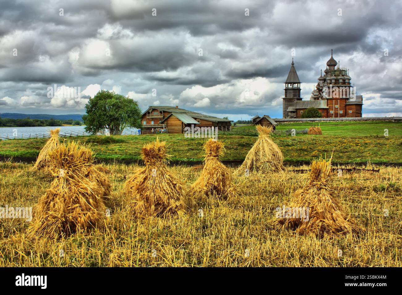 The wooden buildings of the ancient Russian architecture on Kizhi ...