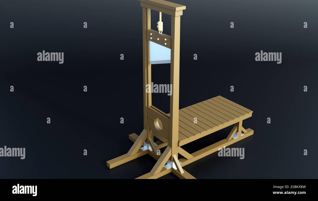 3d rendering of guillotine. this device is designed for punishment by ...