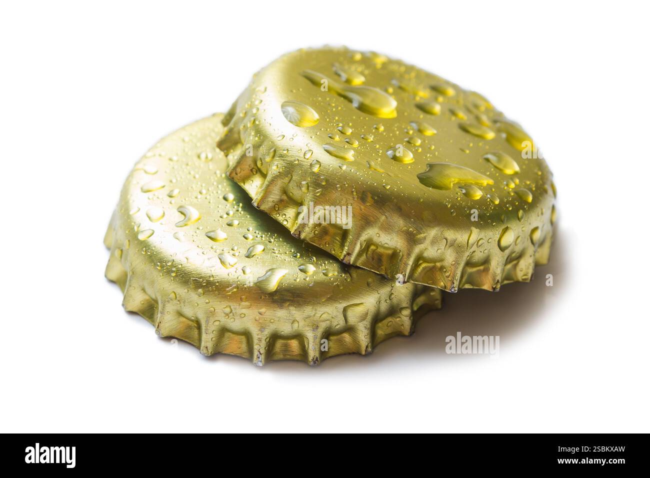 Two corks from beer and lemonade isolated on white background Stock ...