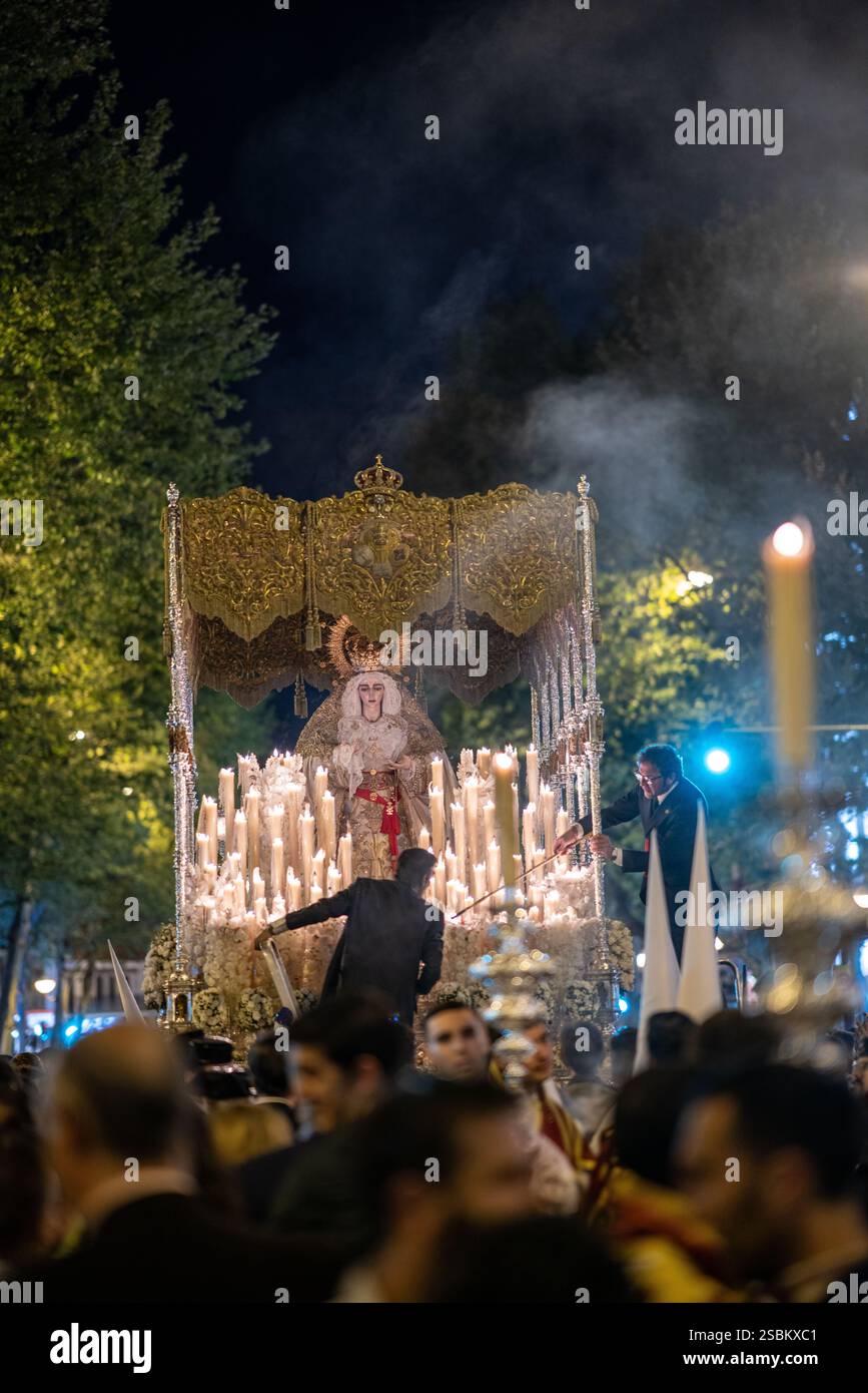 Seville, Spain, Apr 10 2017, Holy Week procession with priostes ...