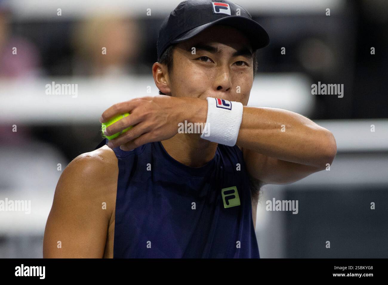 Frisco, Texas, USA. 3rd Feb, 2025. RINKY HIJIKATA (AUS) wipes the sweat ...