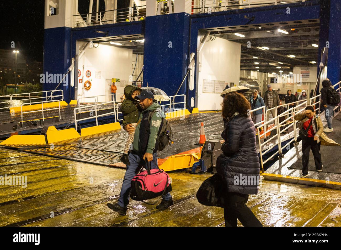 Pireaus, Greece. 04th Feb, 2025. People disembark from a ferry in the ...