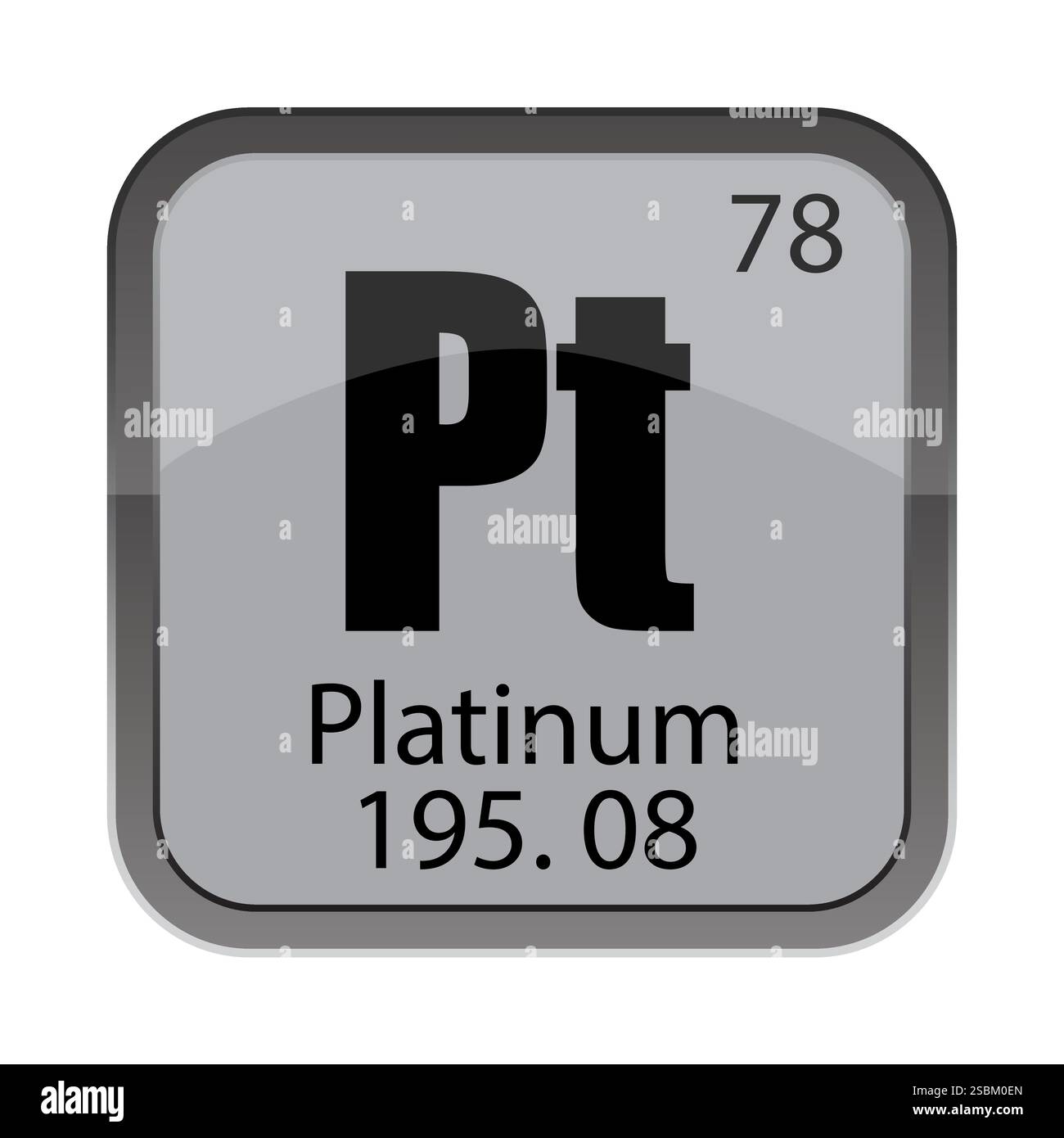 Platinum Pt icon. Number 78 seventy-eight. Mass 195.08 data. Vector ...