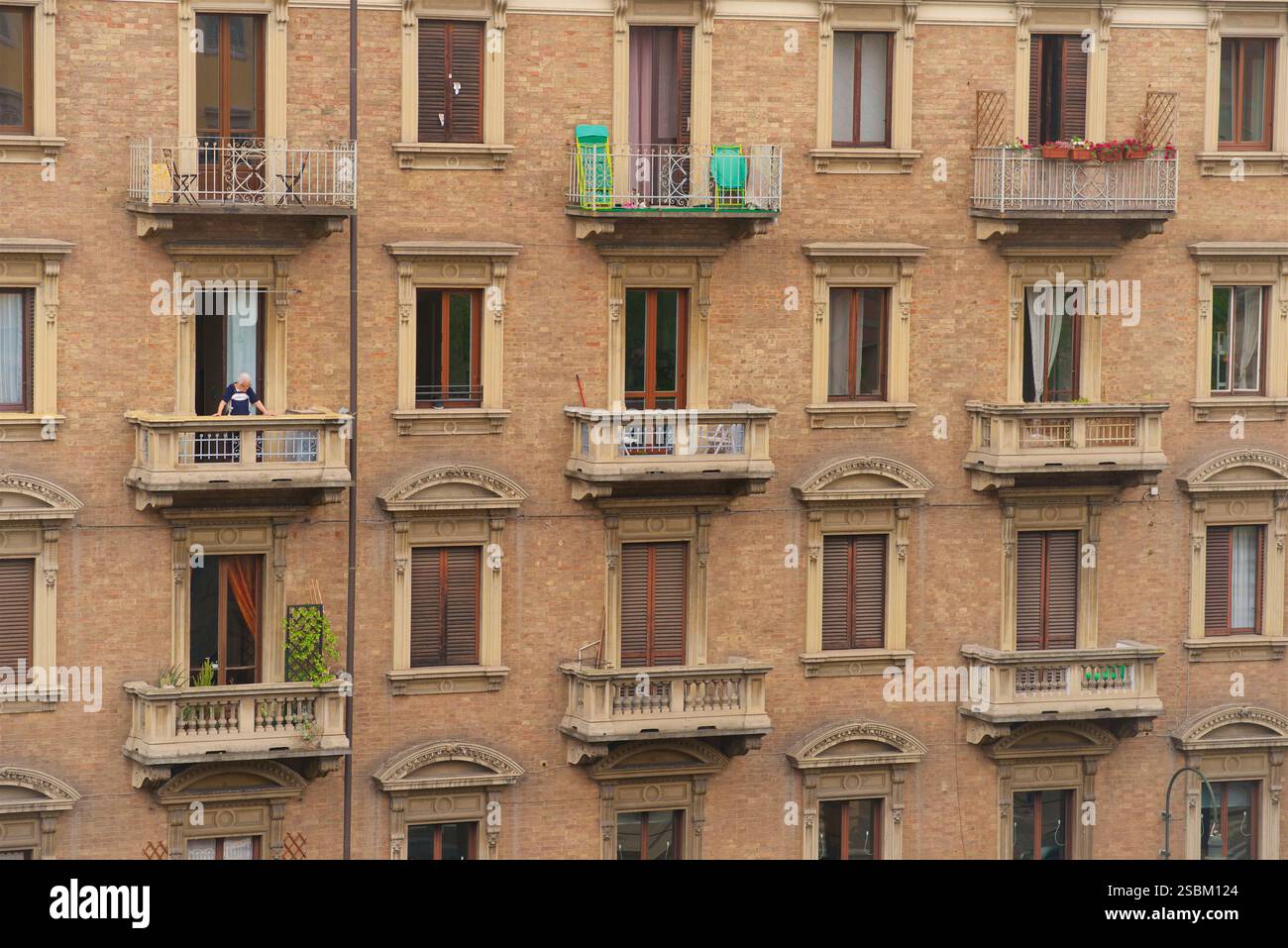 Apartment buildings and their many windows, Turin, Italy Stock Photo ...