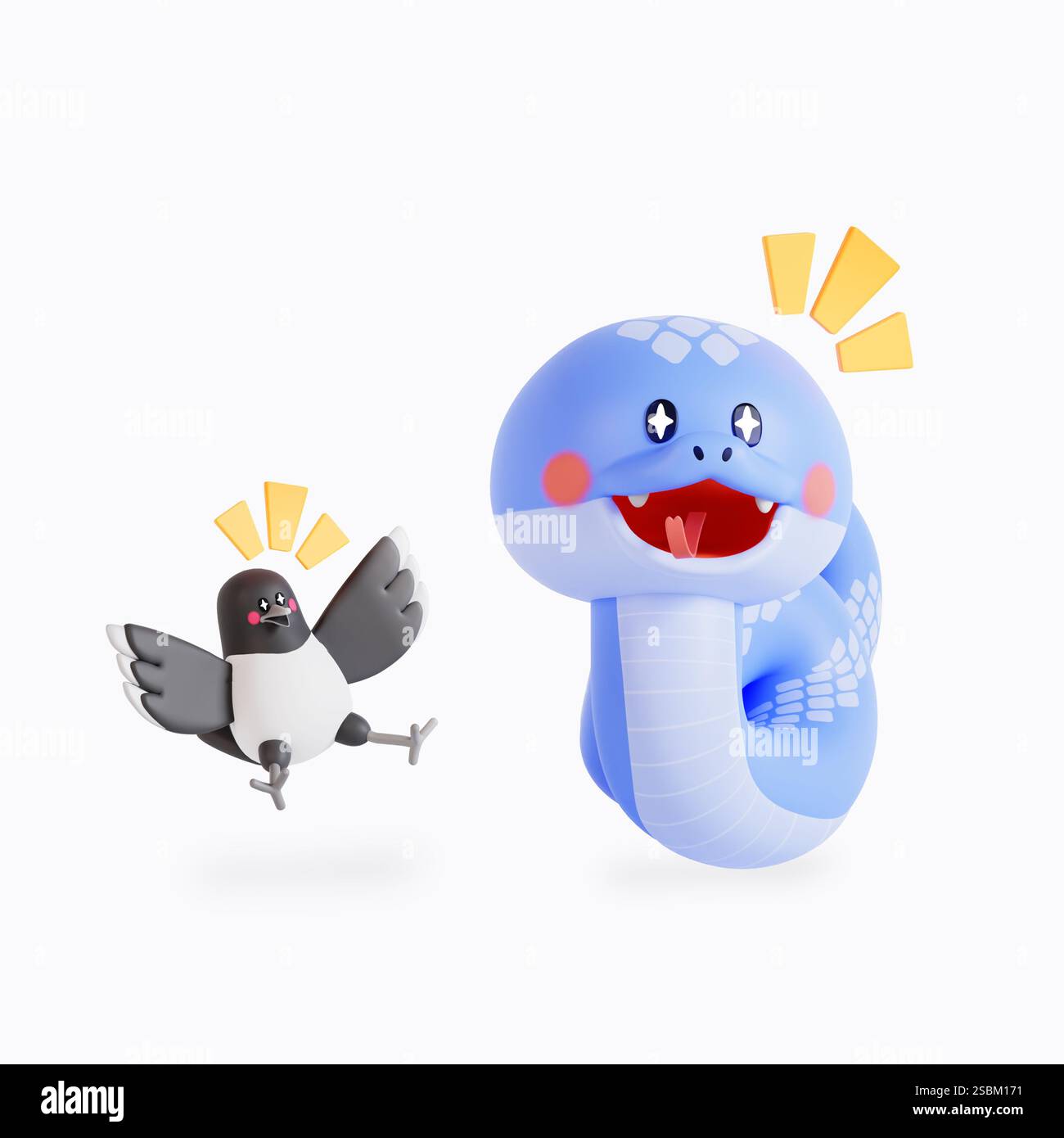 Snake and magpie with sparkling eyes Stock Photo - Alamy