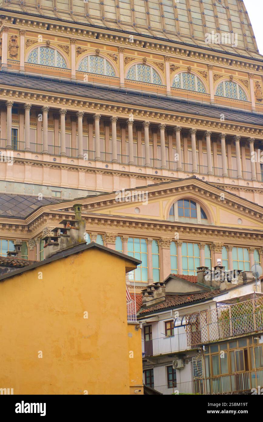 Detail of the side of the Mole Antonelliana, a major landmark building ...