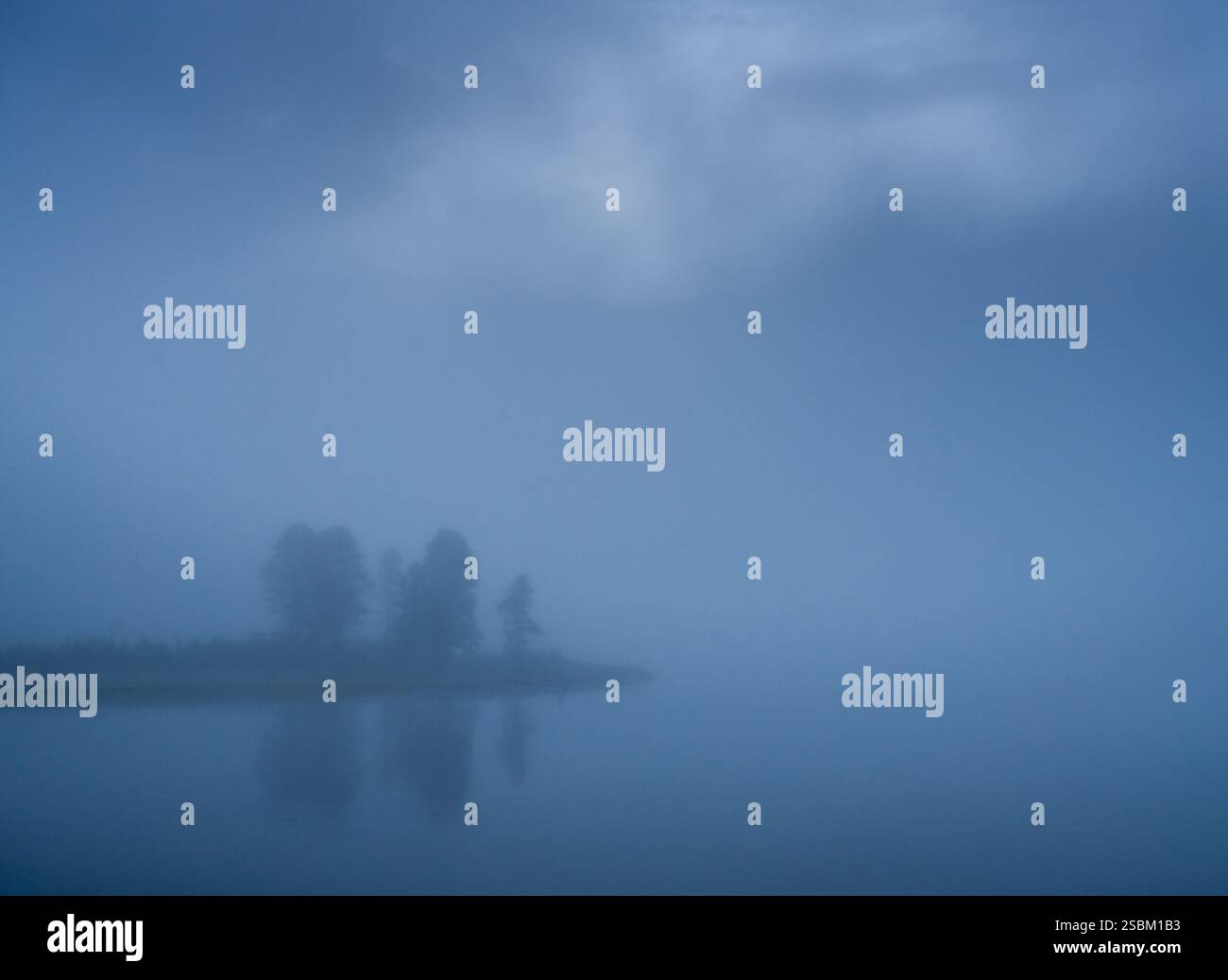 Fog Obscures Small Strip Of Land Along Yellowstone River on quiet ...