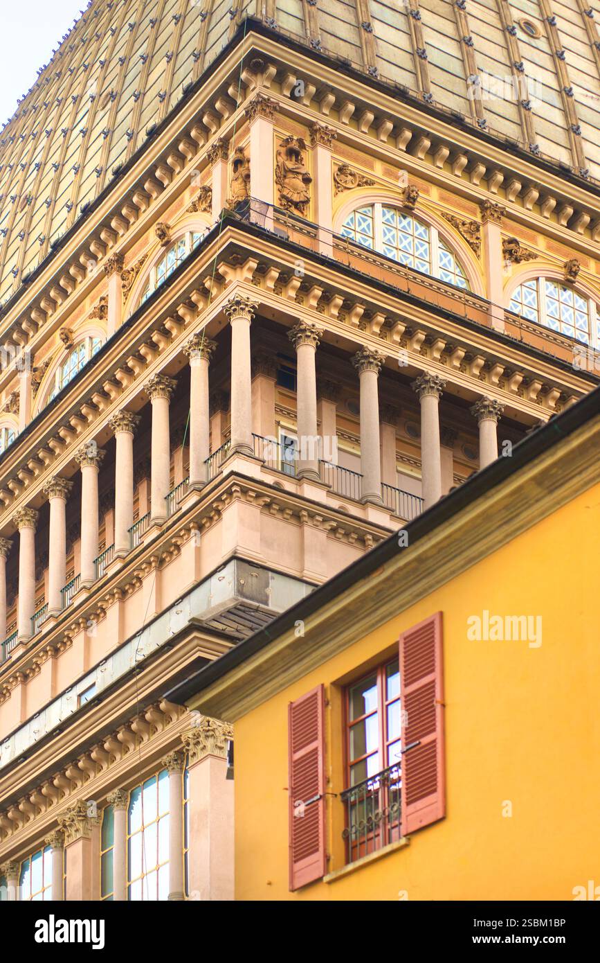 Detail of the side of the Mole Antonelliana, a major landmark building ...