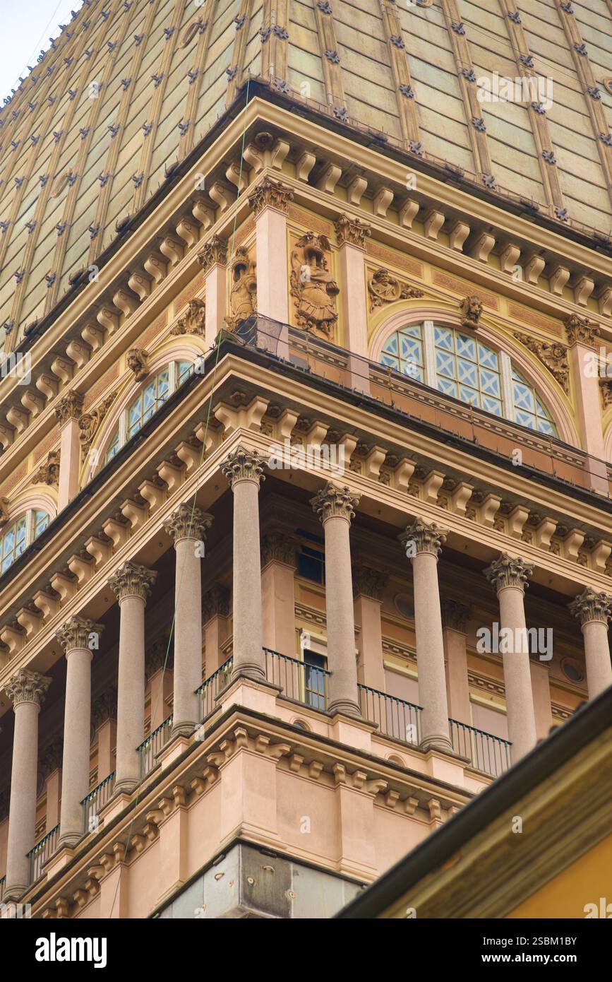 Detail of the side of the Mole Antonelliana, a major landmark building ...