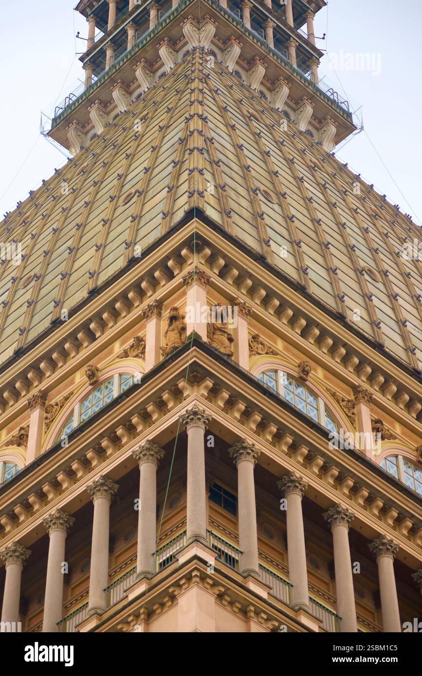 Detail of the side of the Mole Antonelliana, a major landmark building ...