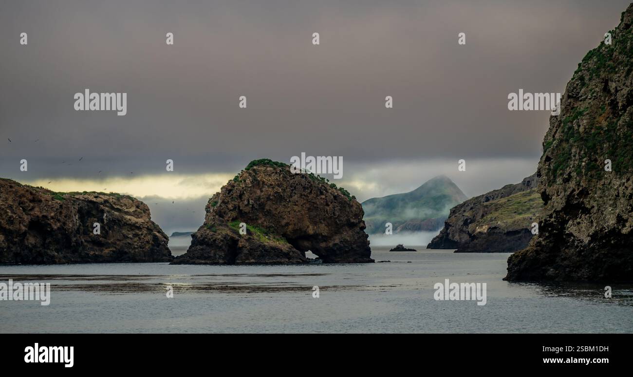 Fog Dances Off the Water Behind Sea Stacks in Channel Islands Stock ...
