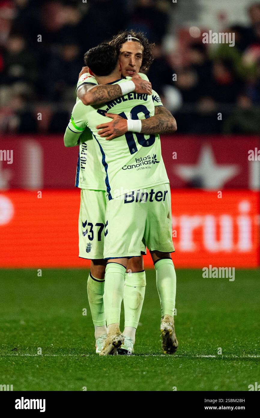 Girona, Spain. 3rd Feb, 2025. Fabio Silva (UD Las Palmas) celebrates ...
