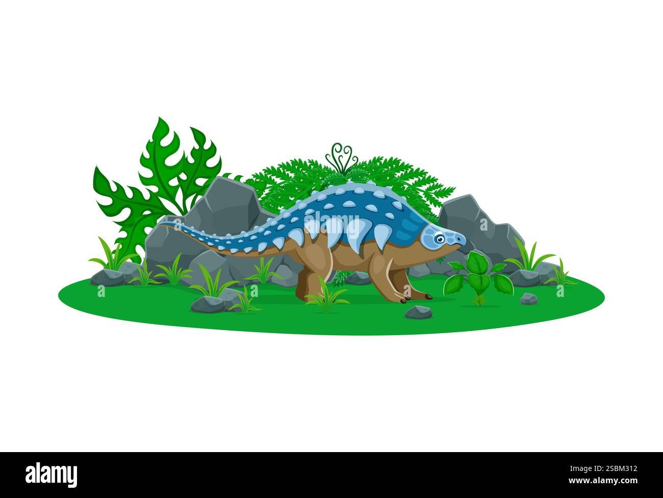 Panoplosaurus prehistoric dinosaur cartoon character. Isolated vector ...