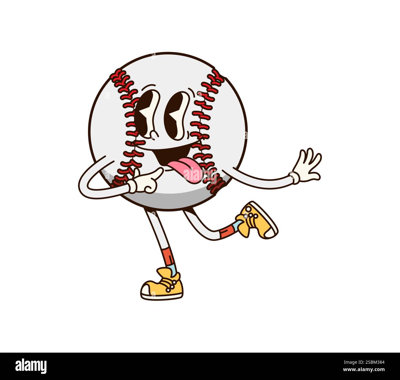 Groovy baseball ball sport character exuding retro quirky vibe with ...