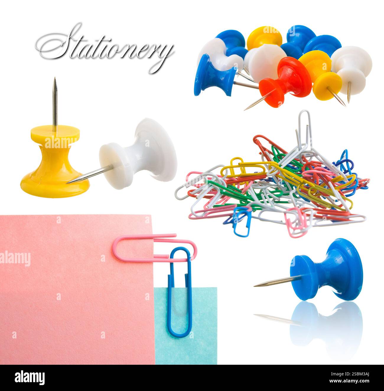 sheets of stapled paper clips isolated on a white background Stock ...