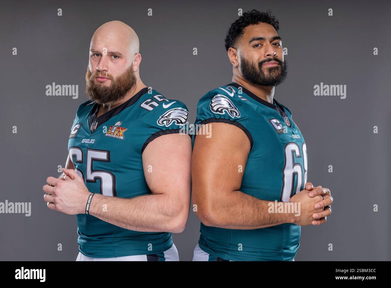 Philadelphia Eagles' Lane Johnson (65) and Jordan Mailata (68) pose for ...
