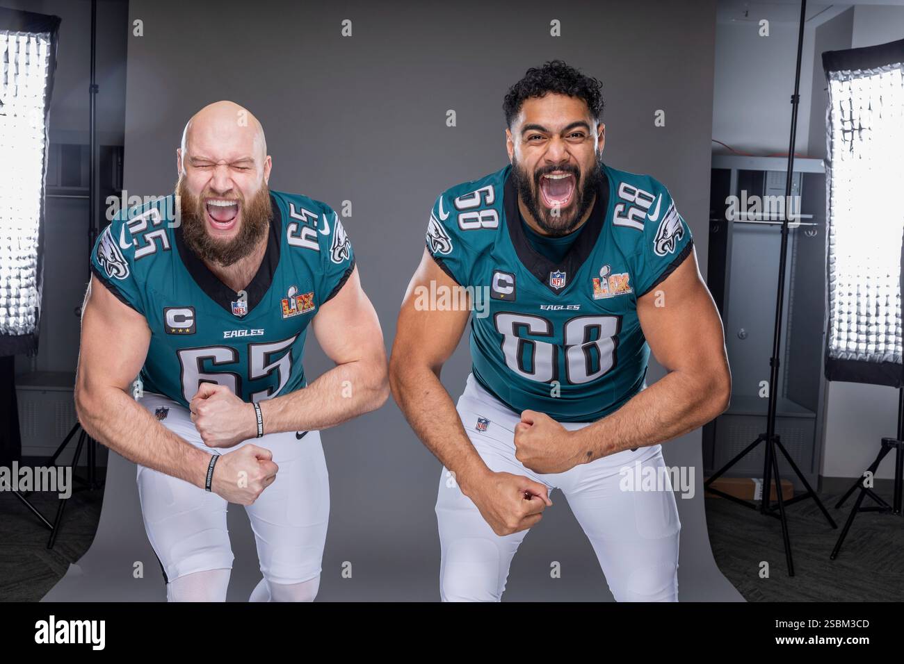 Philadelphia Eagles' Lane Johnson (65) and Jordan Mailata (68) pose for ...