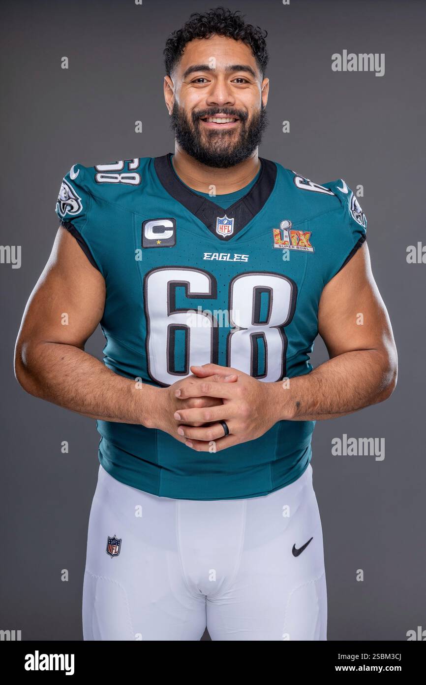 Philadelphia Eagles' Jordan Mailata (68) poses for a portrait at NFL ...