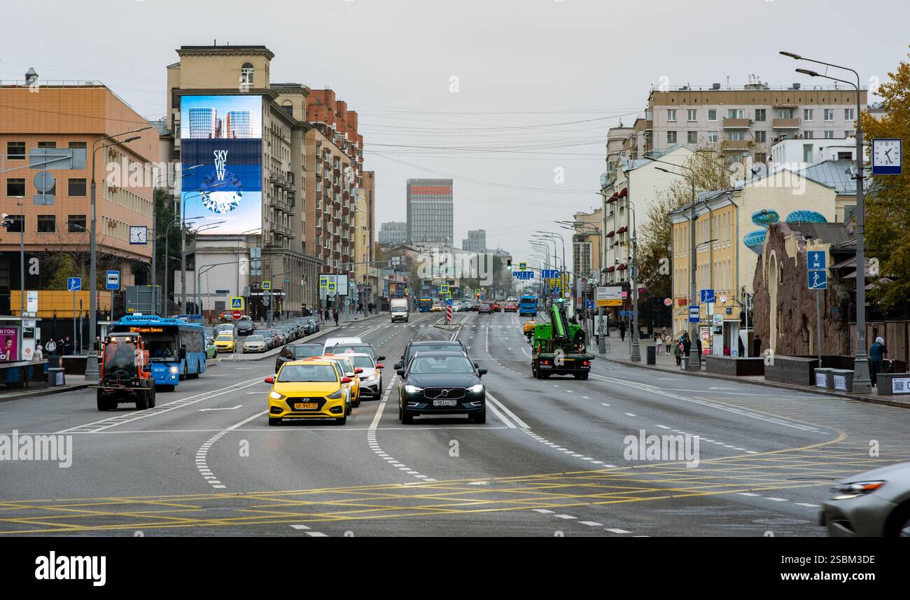 October 23, 2022, Moscow, Russia. Cars at the intersection on Krasnaya ...