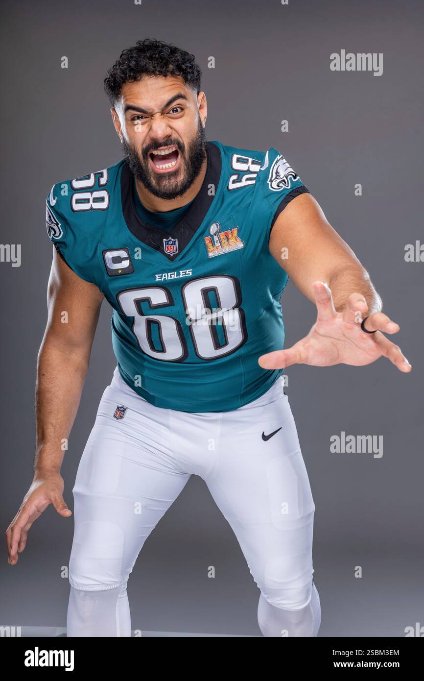 Philadelphia Eagles' Jordan Mailata (68) poses for a portrait at NFL ...