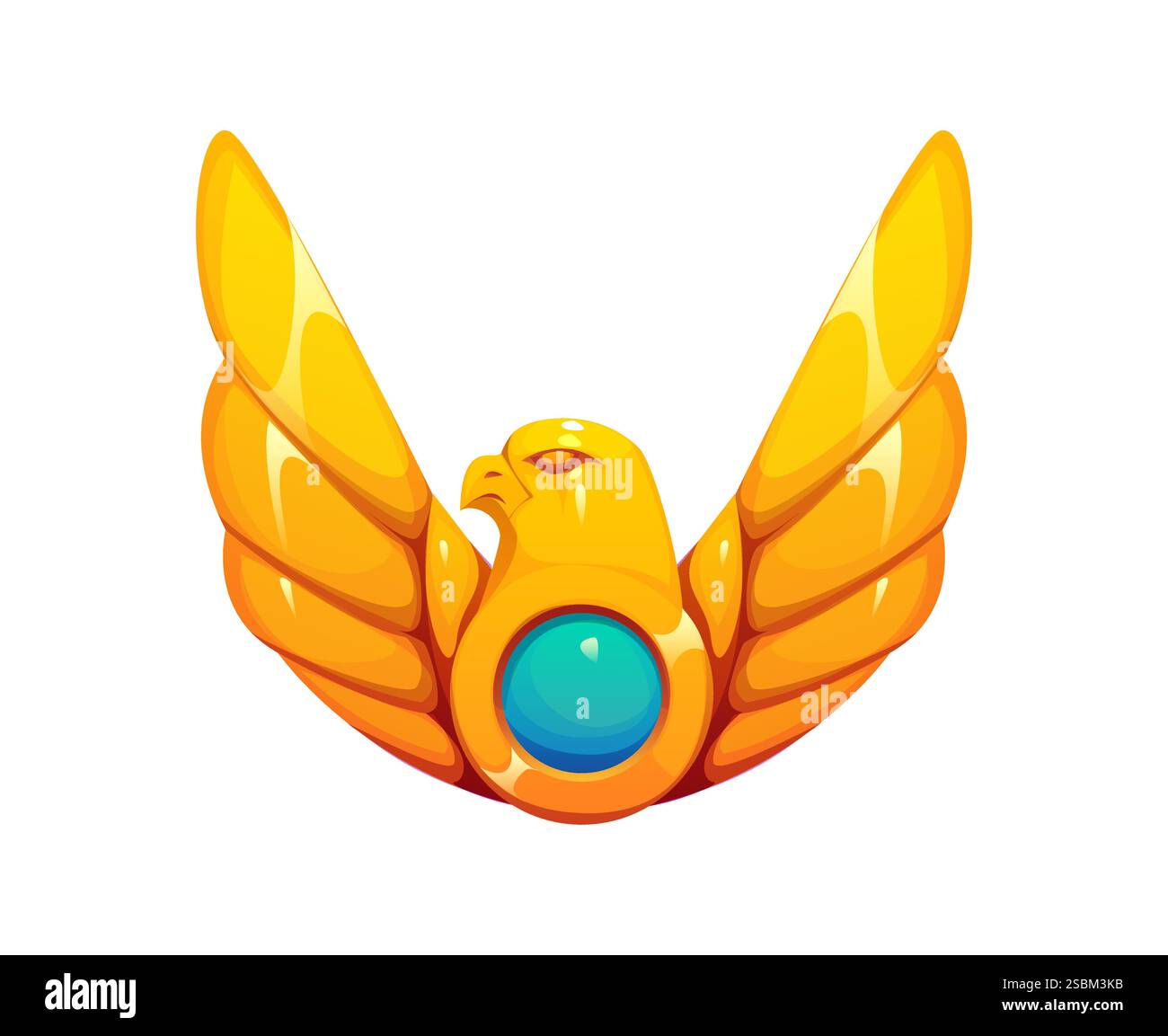 Cartoon Egyptian font golden falcon V letter. Egypt mythology font ...