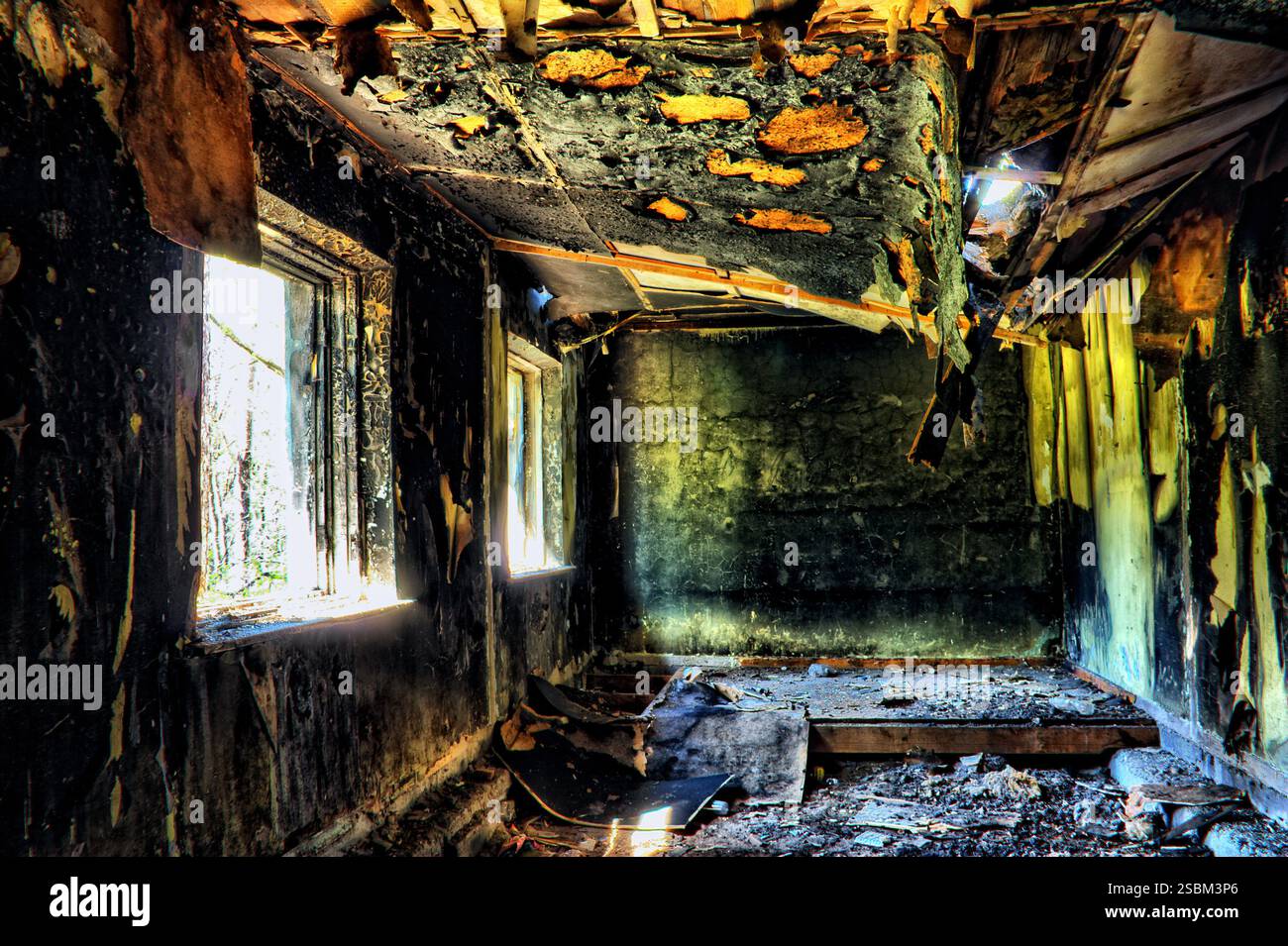 Village house after the fire in hdr Stock Photo - Alamy