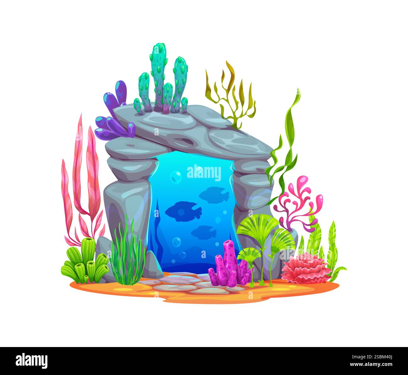 Underwater sea portal in stone gate for magic game or undersea fantasy ...