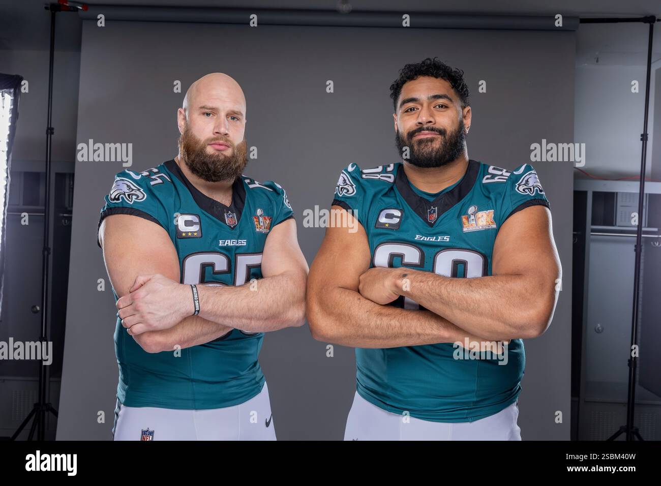 Philadelphia Eagles' Lane Johnson (65) and Jordan Mailata (68) pose for ...