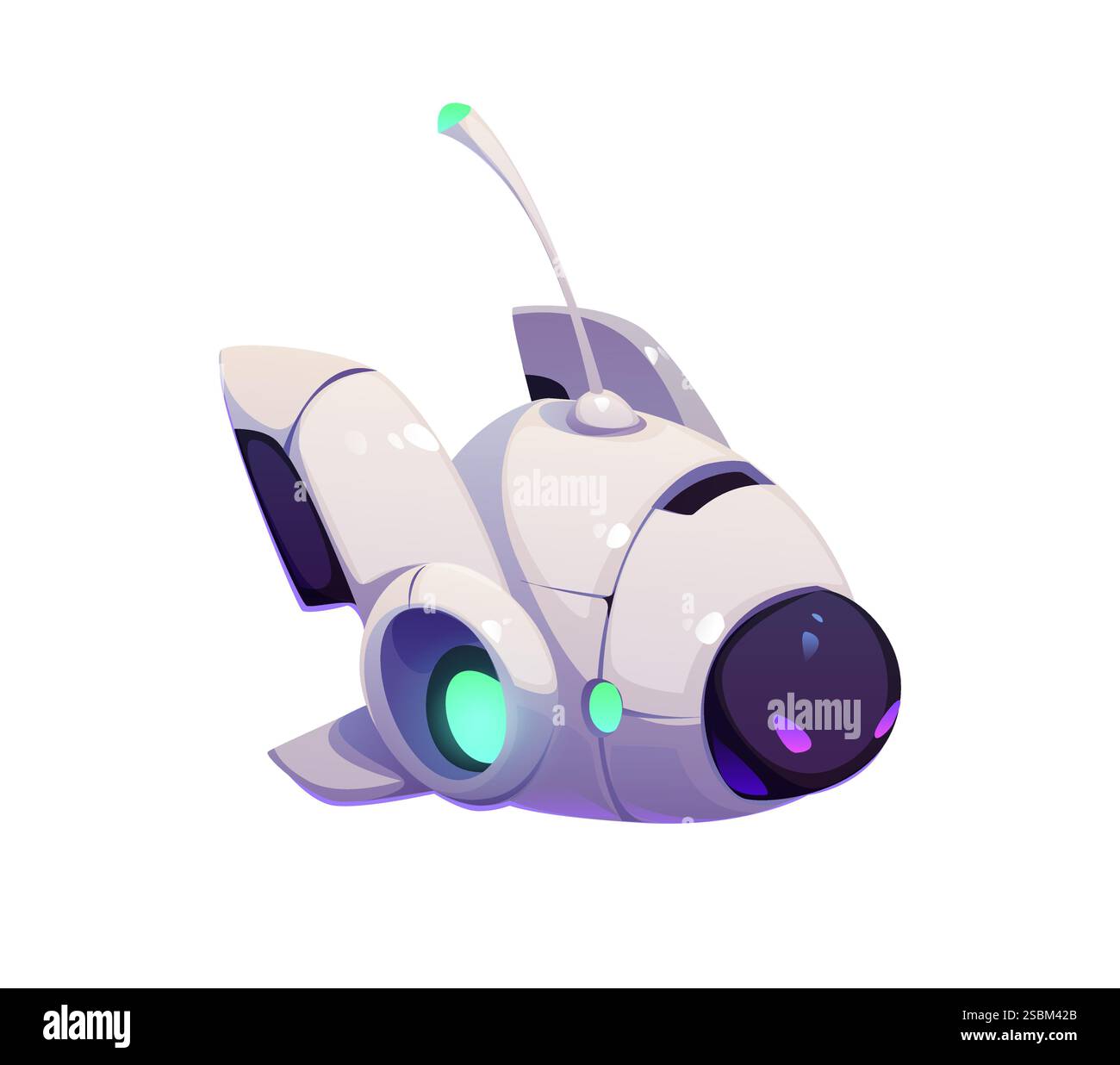 Underwater robot bathyscaphe or submarine drone, vector cartoon mascot ...