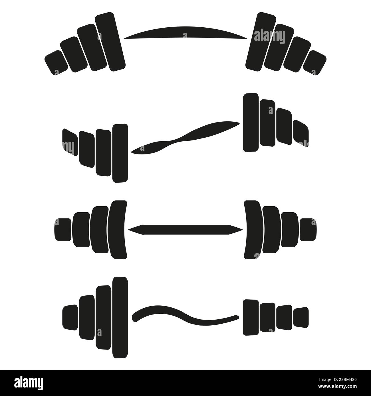 Dumbbell icon. Curved bar shape. Weightlifting equipment tool. Vector ...