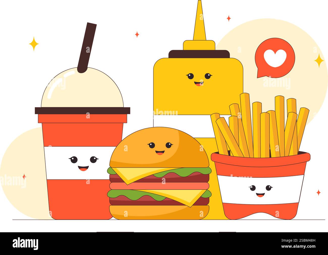Junk Food Vector Illustration featuring Fast Food Meals such as French ...