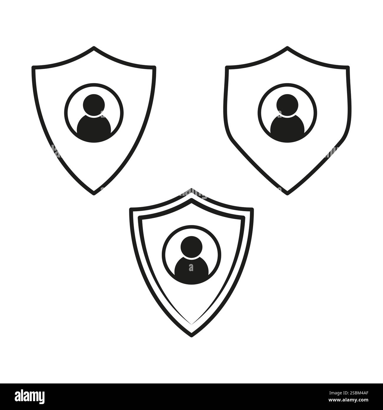 User profile shield. Secure icon symbol. Individual protection vector ...