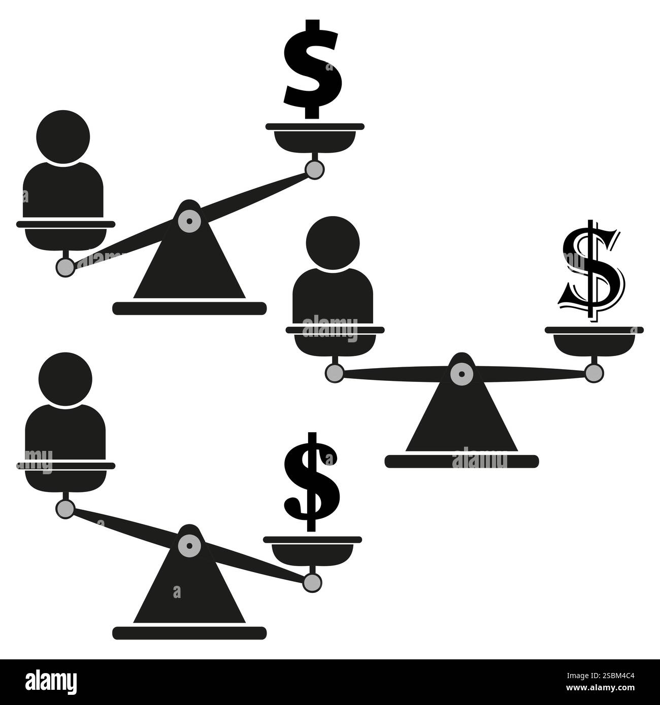 Scales and people. Dollar comparison symbol. Financial balance icon ...