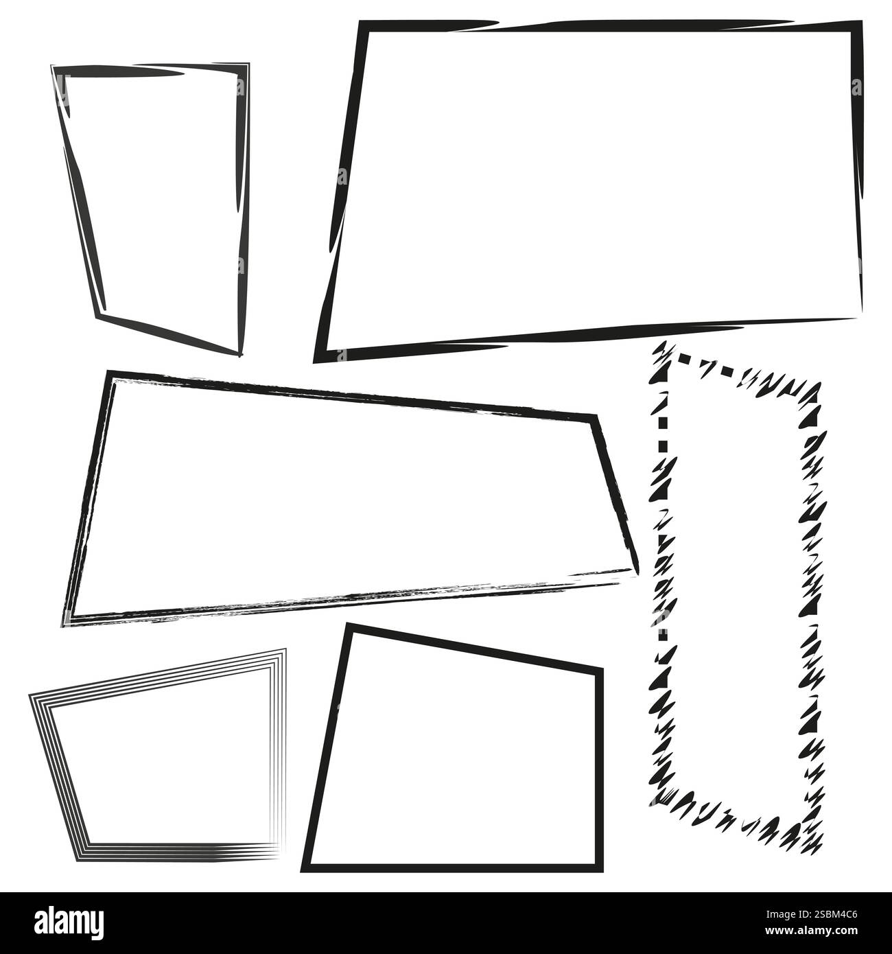 Creative frame designs. Irregular border shapes. Black vector outlines. Abstract graphic ...