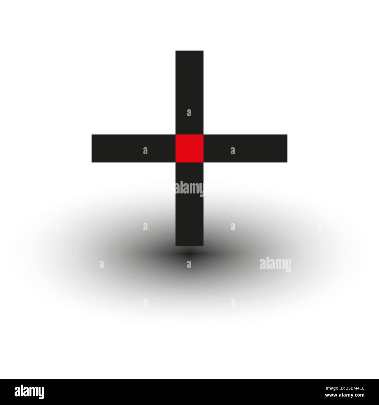 Cross with center. Red and black contrast. Geometric cross design ...
