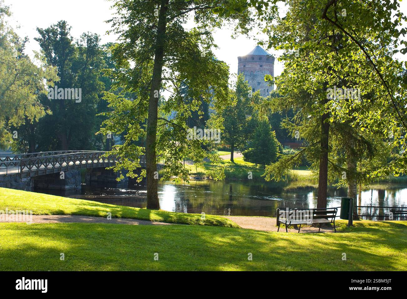 Park by the river in a small town in Finland Stock Photo - Alamy