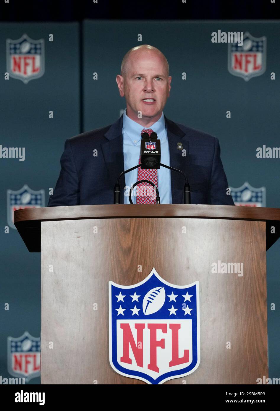 U.S. Department of Homeland Security Eric DeLaune speaks during the NFL ...