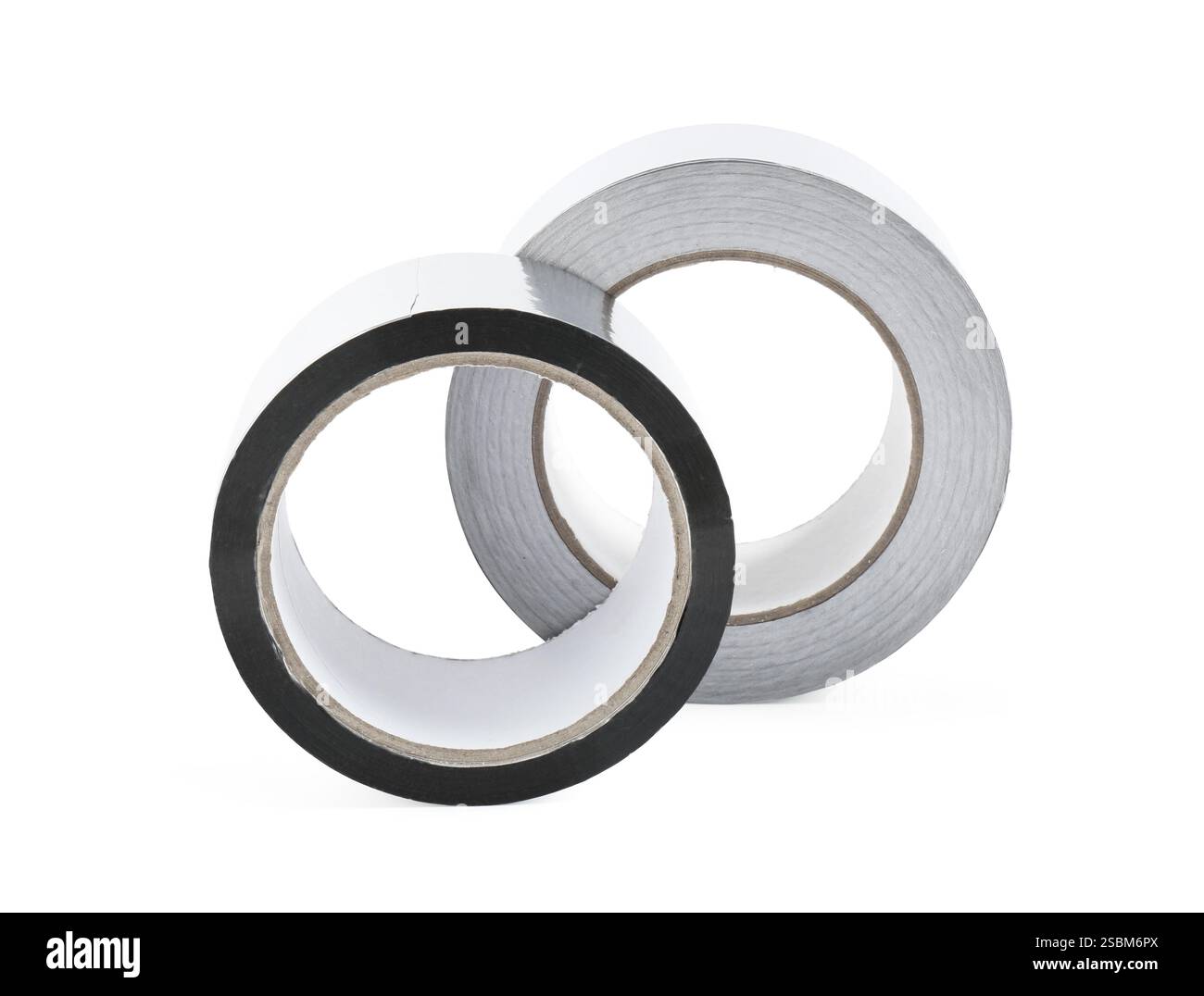 Rolls of silver adhesive tape isolated on white Stock Photo - Alamy