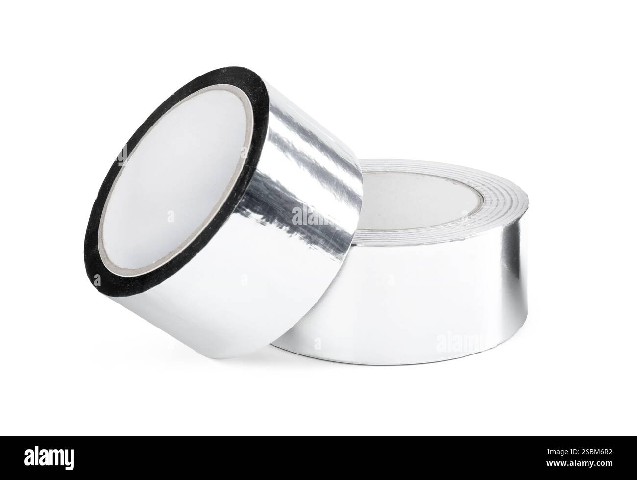 Rolls of silver adhesive tape isolated on white Stock Photo - Alamy