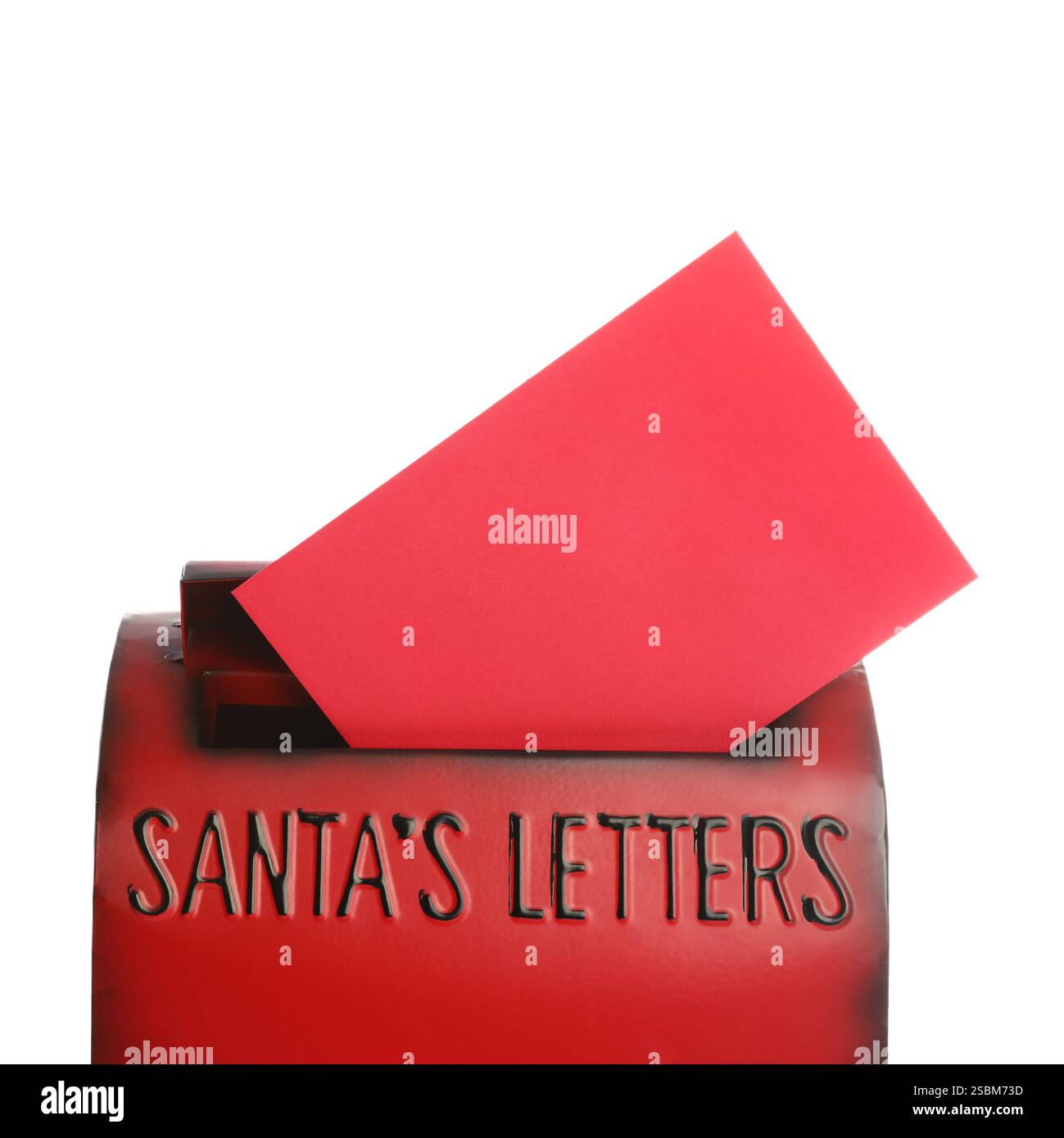 Santa Claus mail box with letter isolated on white. Christmas tradition ...