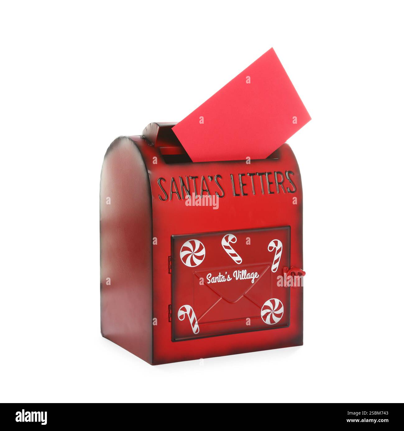 Santa Claus mail box with letter isolated on white. Christmas tradition ...