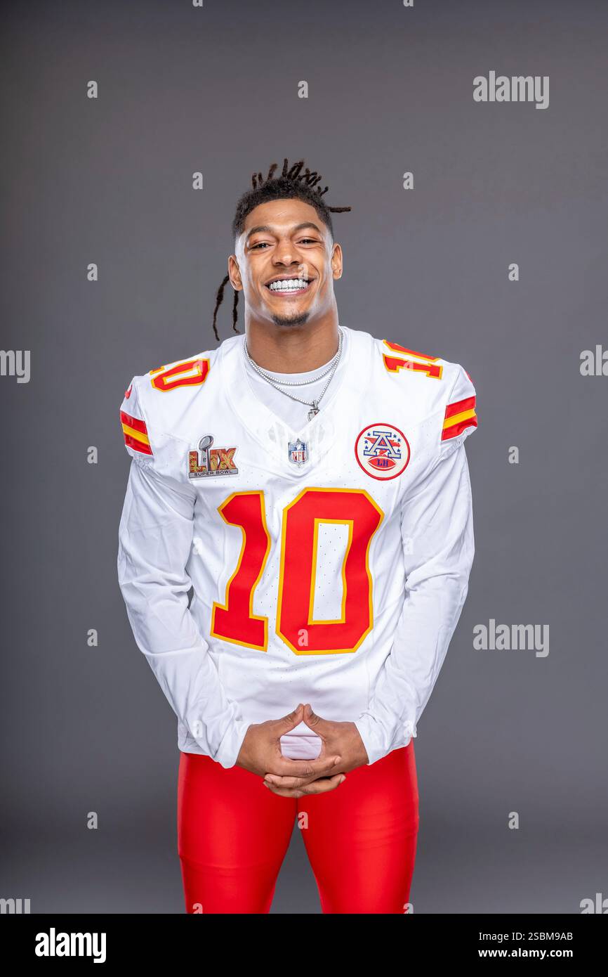 Kansas City Chiefs' Isiah Pacheco (10) poses for a portrait at NFL ...