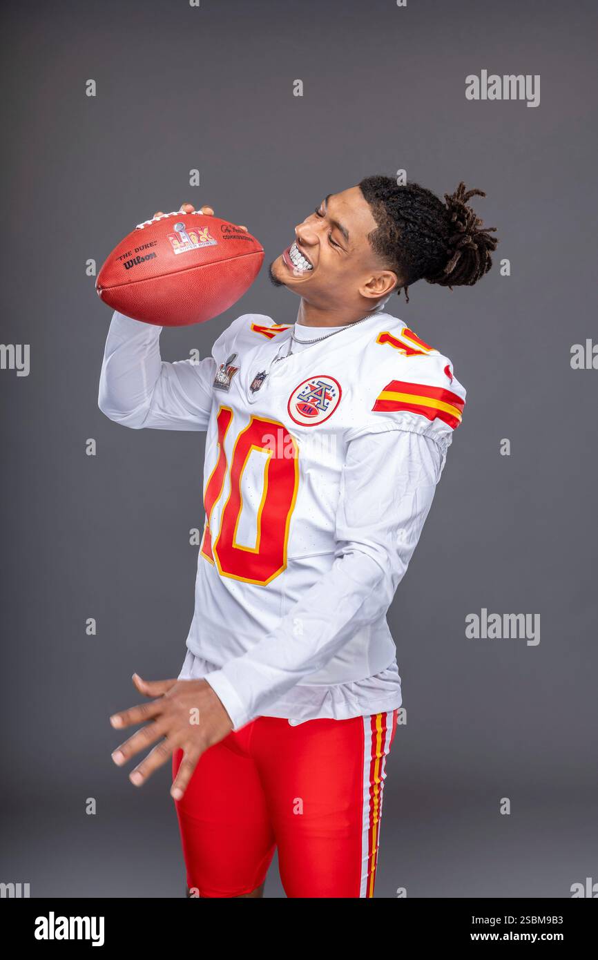 Kansas City Chiefs' Isiah Pacheco (10) poses for a portrait at NFL ...